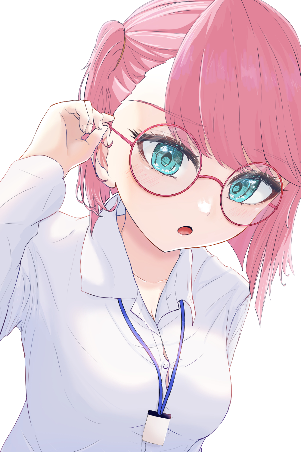 Safebooru - 1girl adjusting eyewear alternate costume aqua eyes charlotte (genshin impact ...