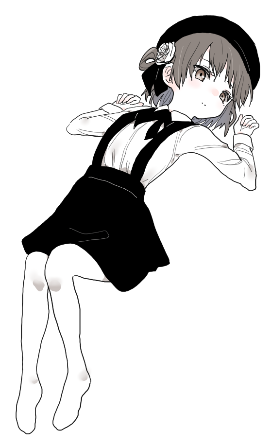 Safebooru - 1girl beret black hat black skirt blush brown eyes brown hair closed mouth flower ...