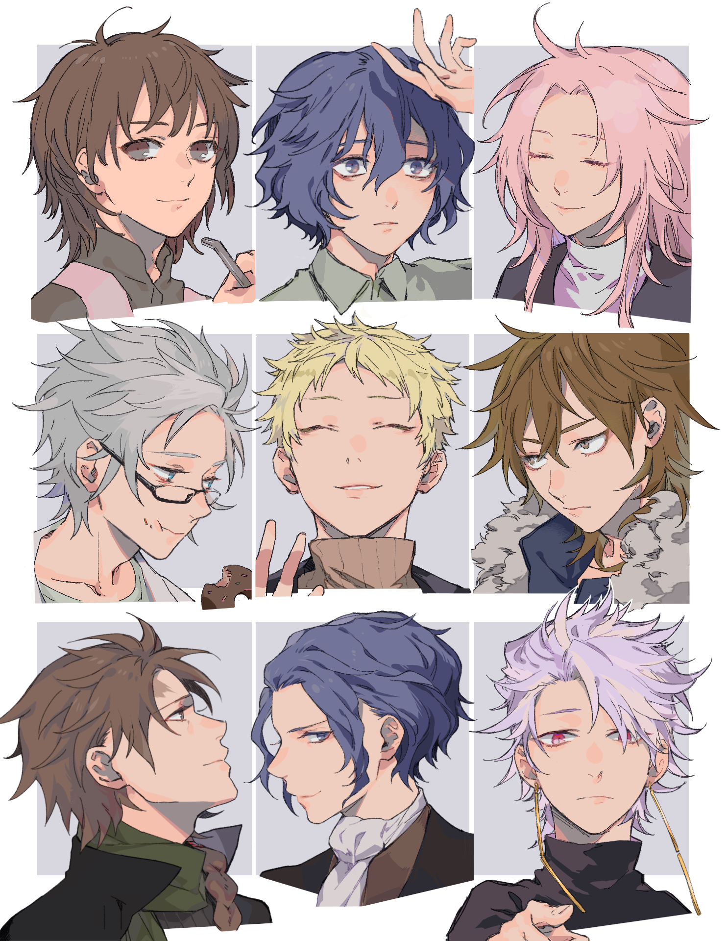 Safebooru - 6+boys ascot atou haruki black jacket black shirt black sweater blonde hair blue ...