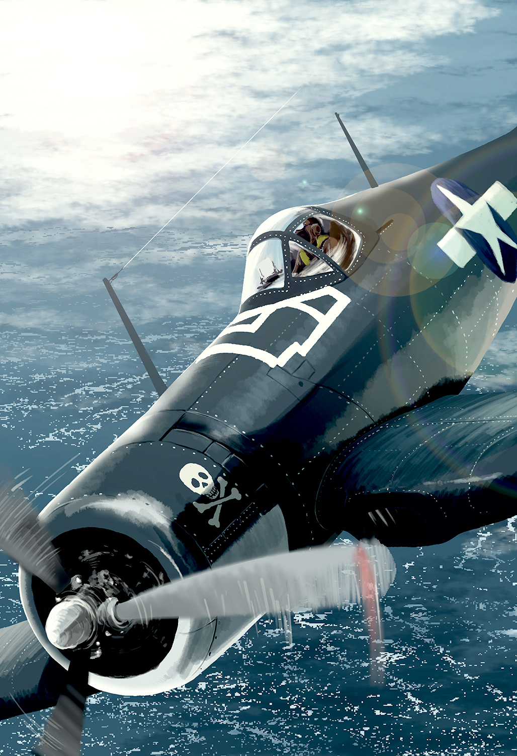 Safebooru - 1other aircraft airplane clouds cockpit commentary f4u ...