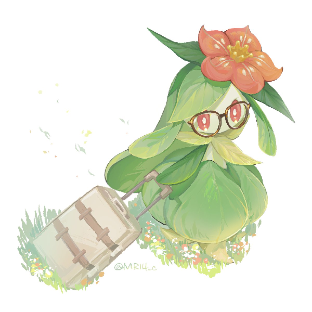 Safebooru - bespectacled colored skin flower flower on head from above ...