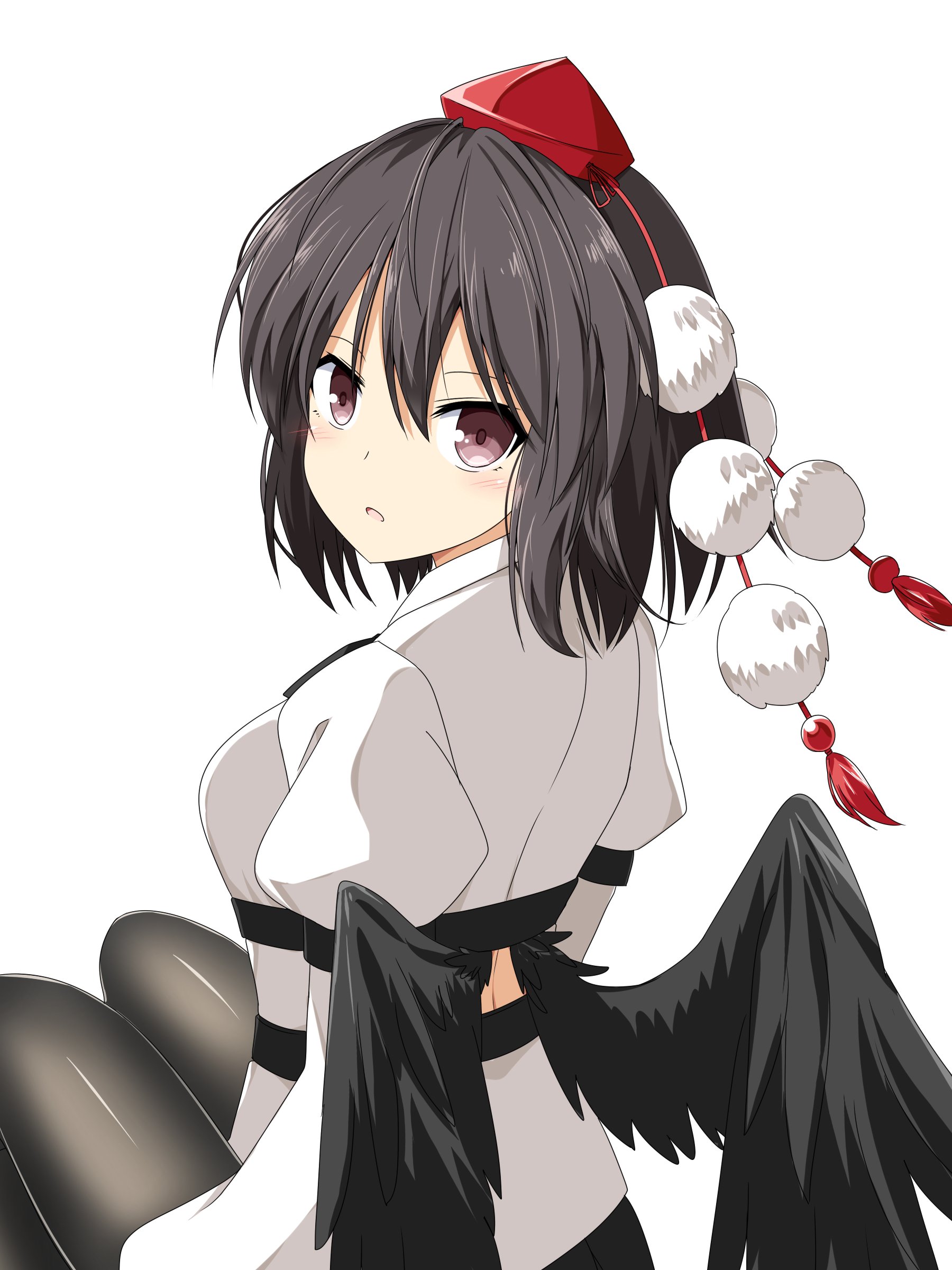 Safebooru - 1girl absurdres bird wings black hair black pantyhose black skirt black wings ...