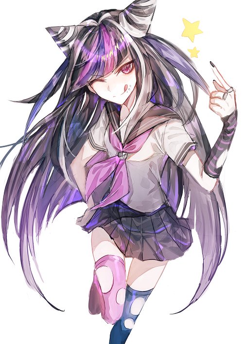 Safebooru - 1girl :q arm cuffs arm warmers asymmetrical legwear black arm warmers black nails ...