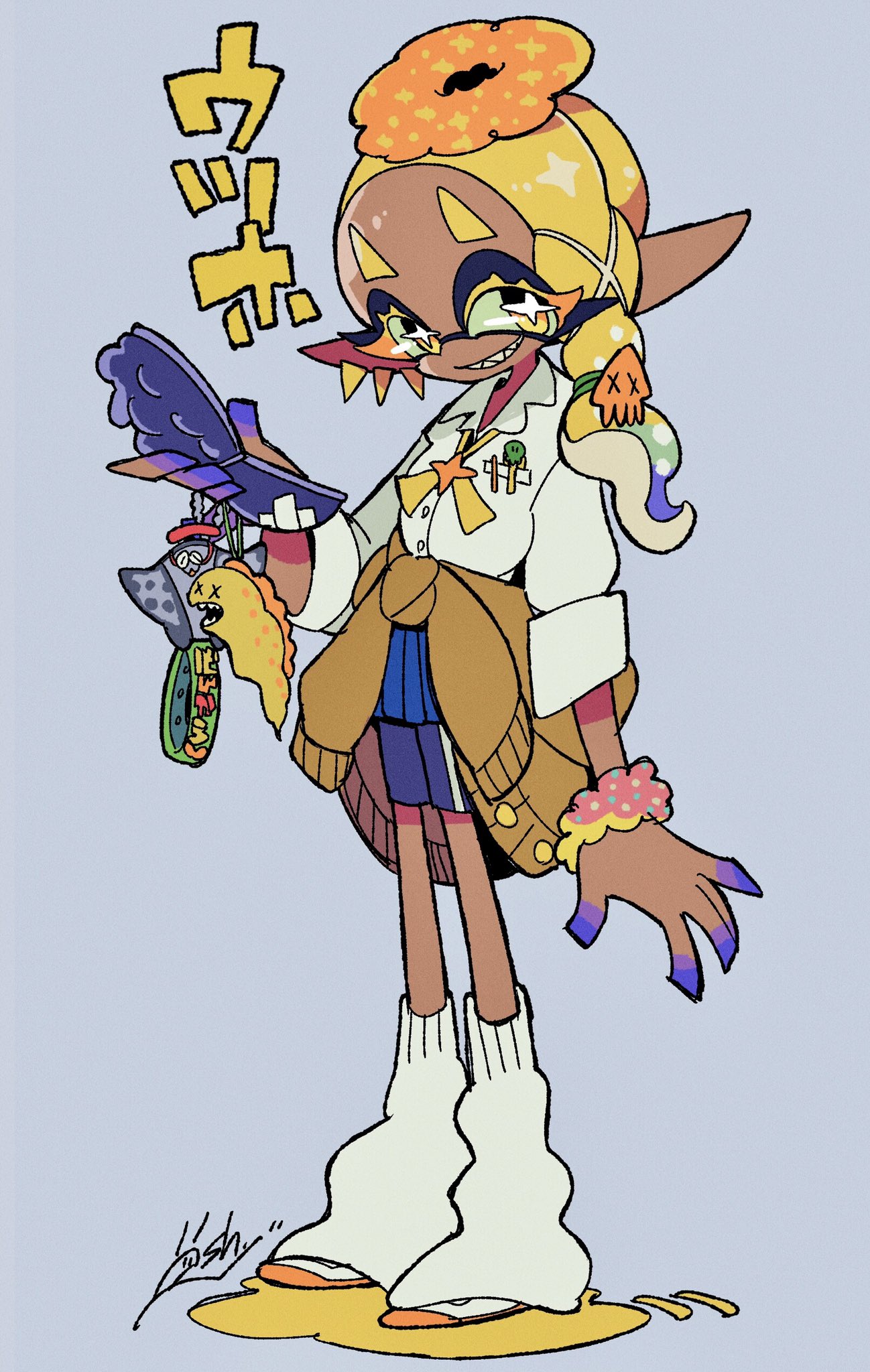 Safebooru - 1girl animal charm big man (splatoon) blonde hair blue ...