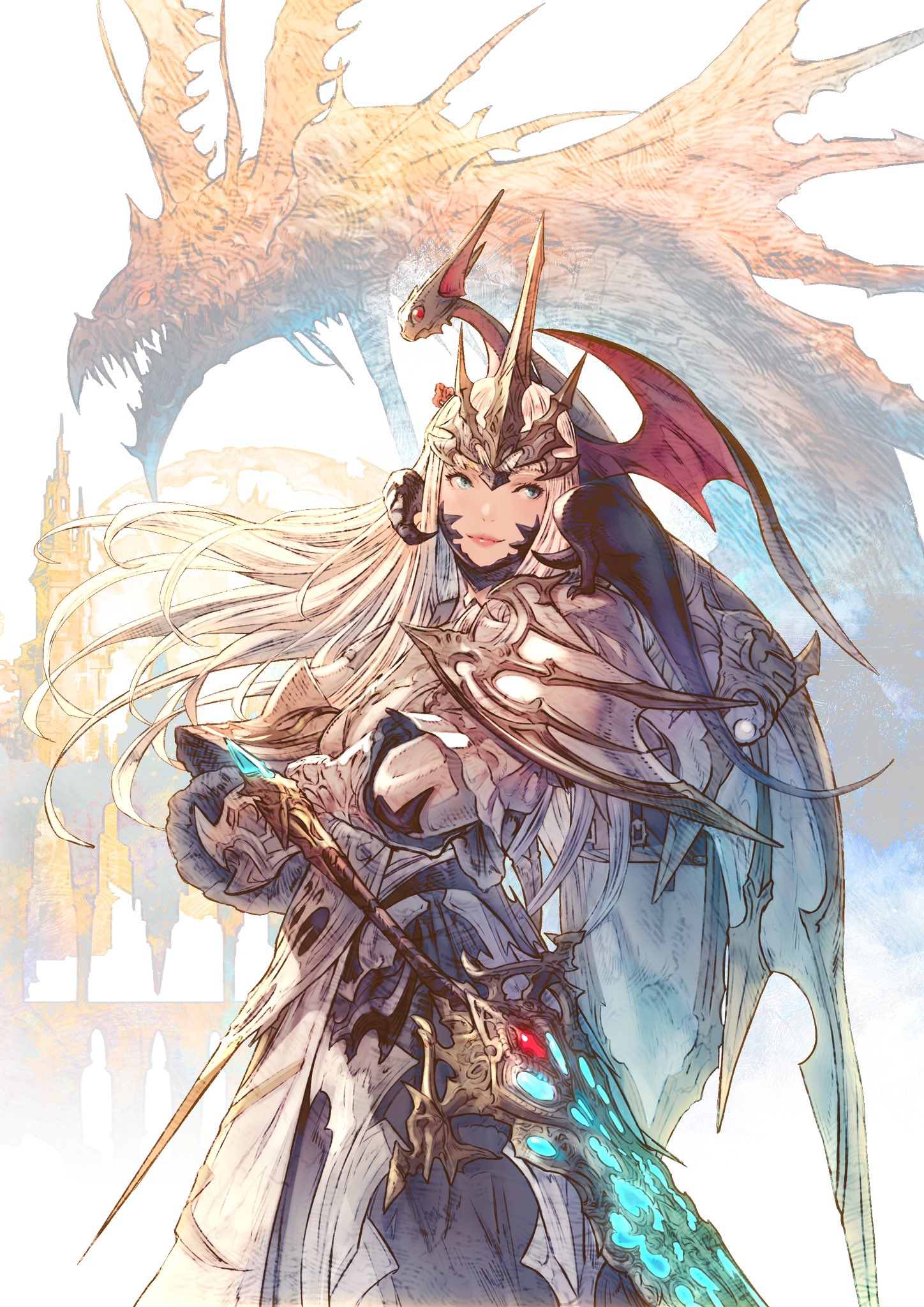 Safebooru - 1girl armor armored dress au ra blue eyes crossed arms ...