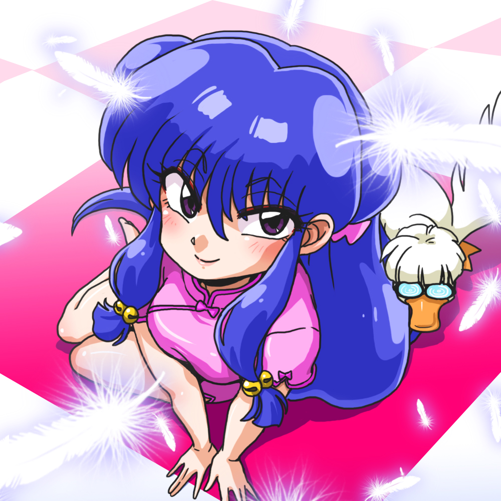 Safebooru - 1girl barefoot bird blue hair blush breasts chinese clothes ...