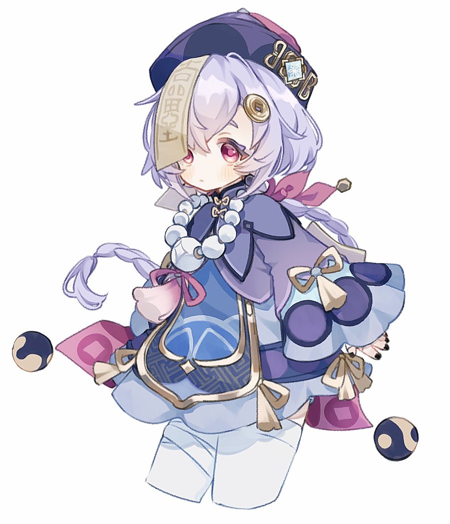 Safebooru - 1girl bandaged leg bandages bead necklace beads blush braid braided ponytail cape ...