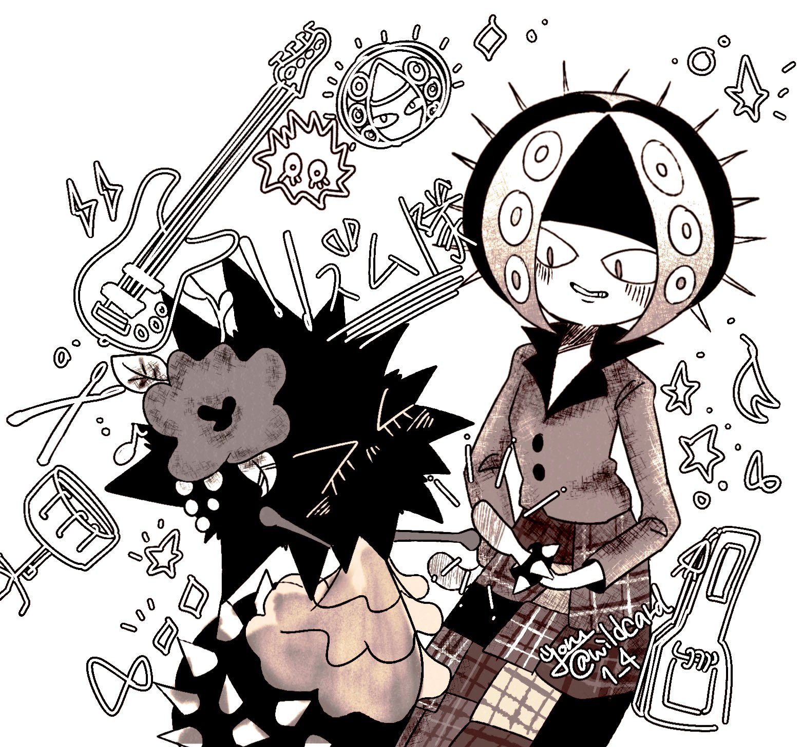 Safebooru - 2girls aachin (splatoon) drum guitar highres instrument ...