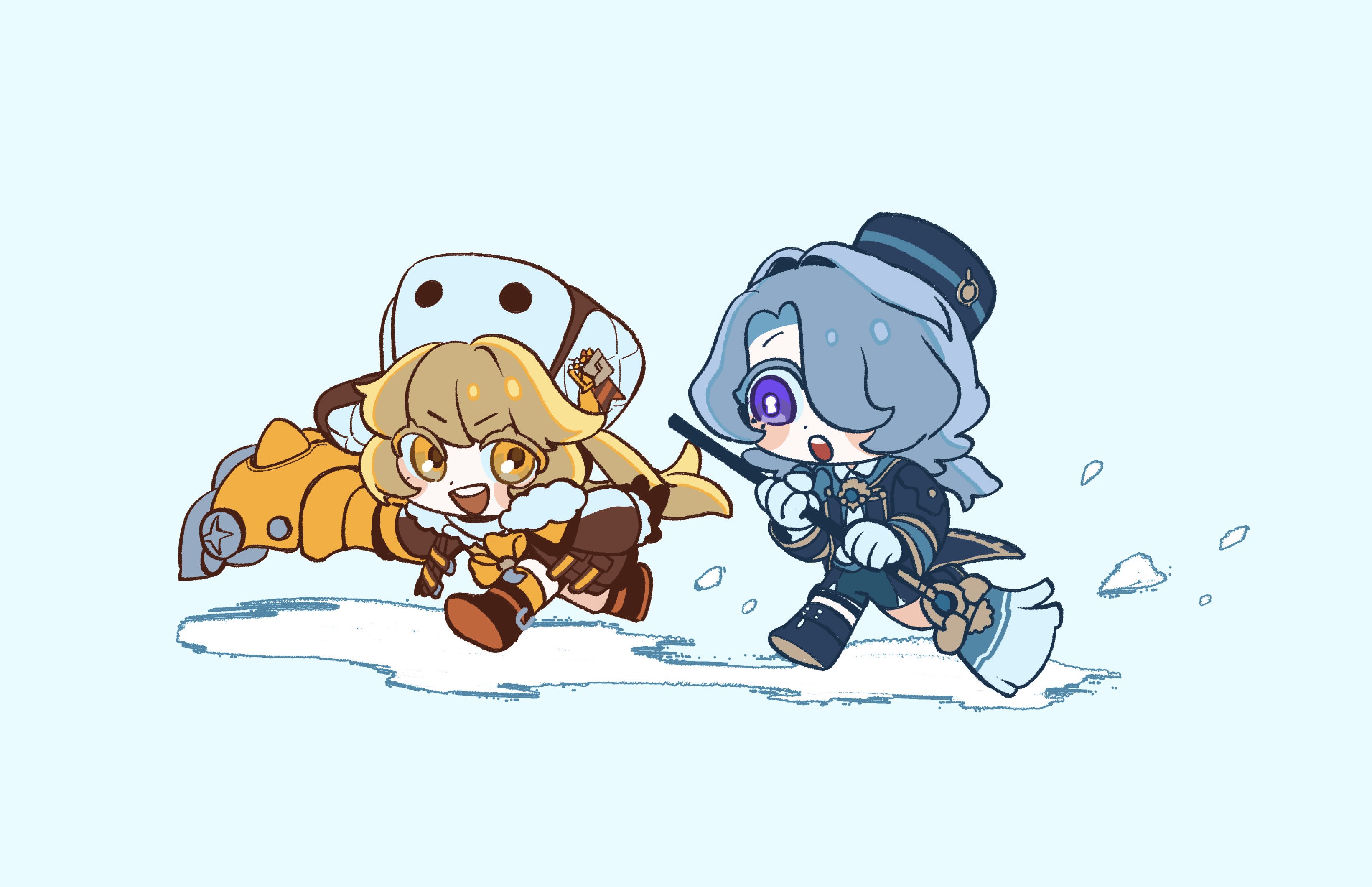 Safebooru - 1boy 1girl :d :o absurdres black footwear black gloves ...