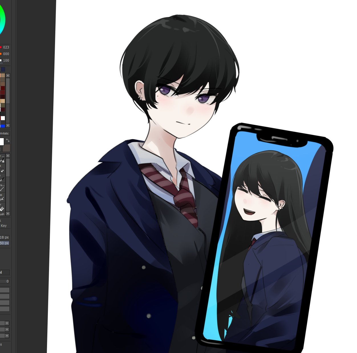 Safebooru 1girl Art Program In Frame Before And After Black Vest 5719