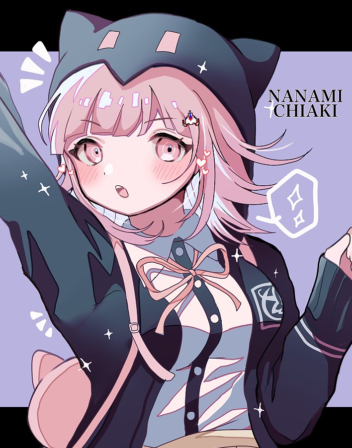 Safebooru - 1girl :o backpack bag black background black jacket black ...