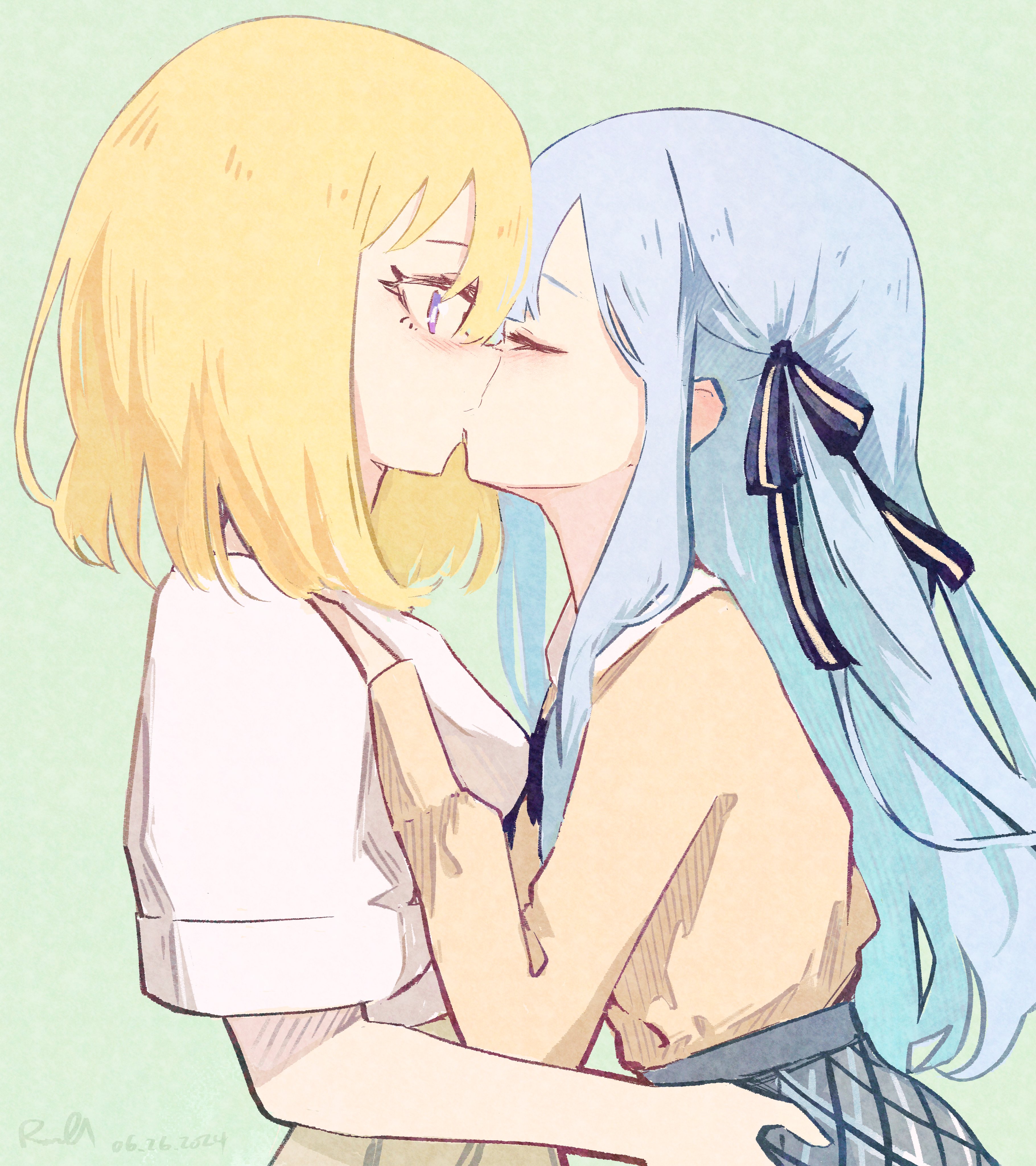 Safebooru - 2girls absurdres bang dream! bang dream! it's mygo!!!!! black ribbon blonde hair ...