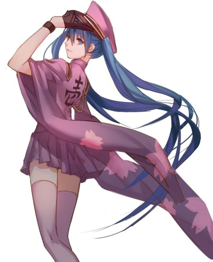 Safebooru - 1girl ask (askzy) black gloves blue eyes blue hair dress ...