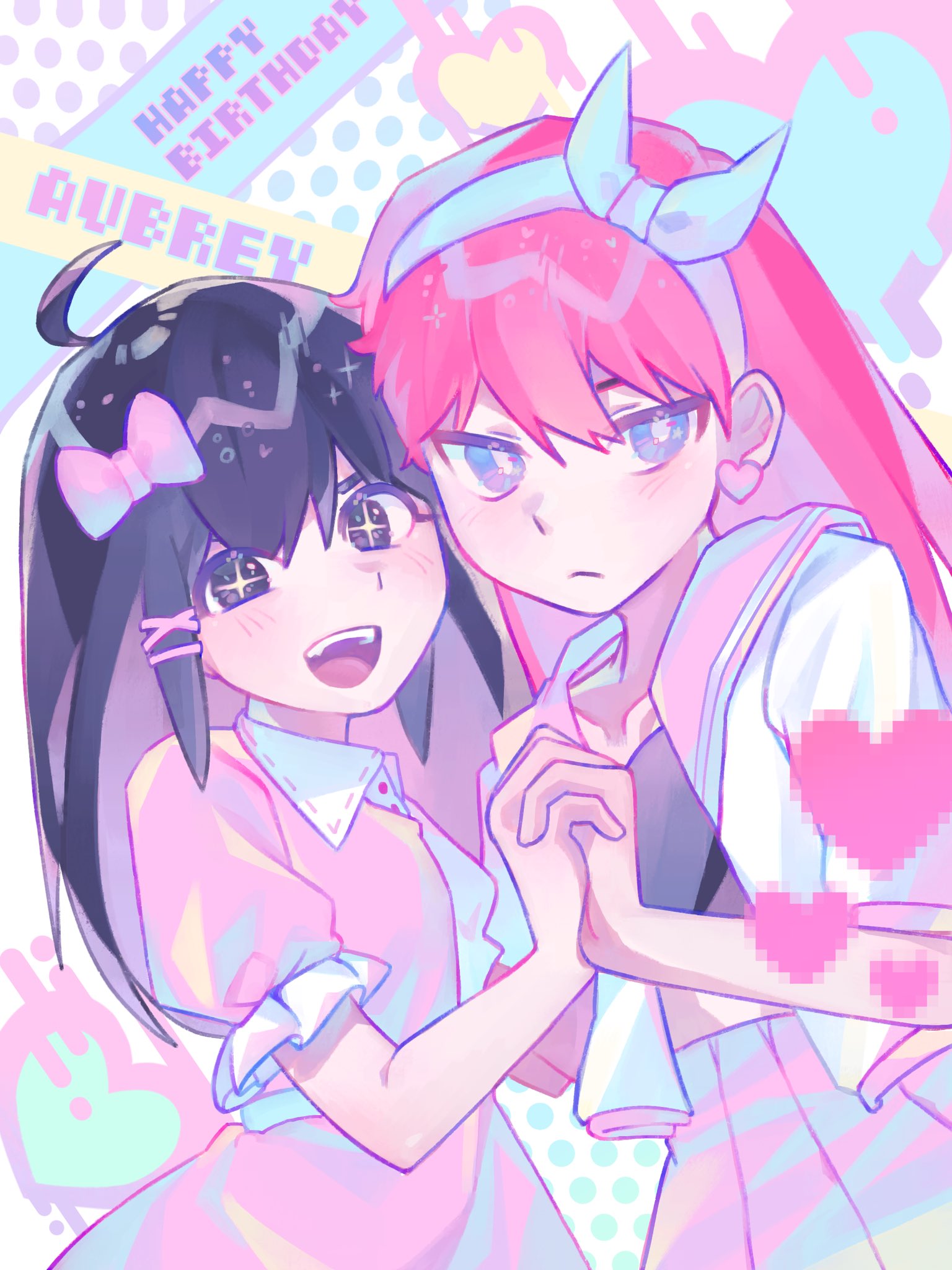 Safebooru - + + 2girls ahoge alternate costume aqua hairband aubrey (faraway) (omori) aubrey ...