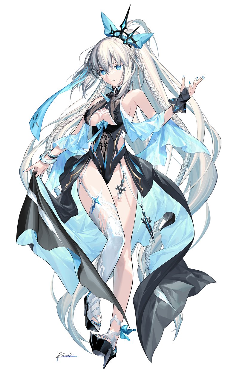 Safebooru - black dress black footwear blue dress blue eyes bracelet braid crown dress fate ...