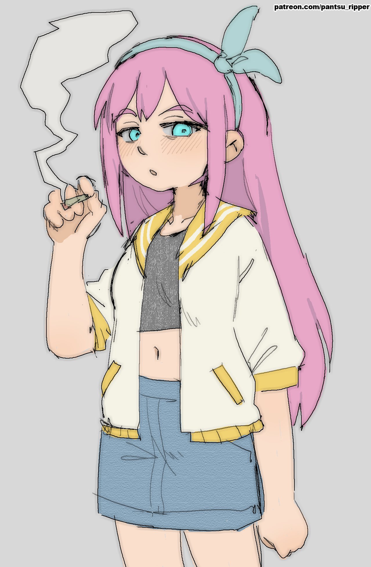 Safebooru - 1girl aubrey (faraway) (omori) aubrey (omori) blue eyes blue hairband blue skirt ...