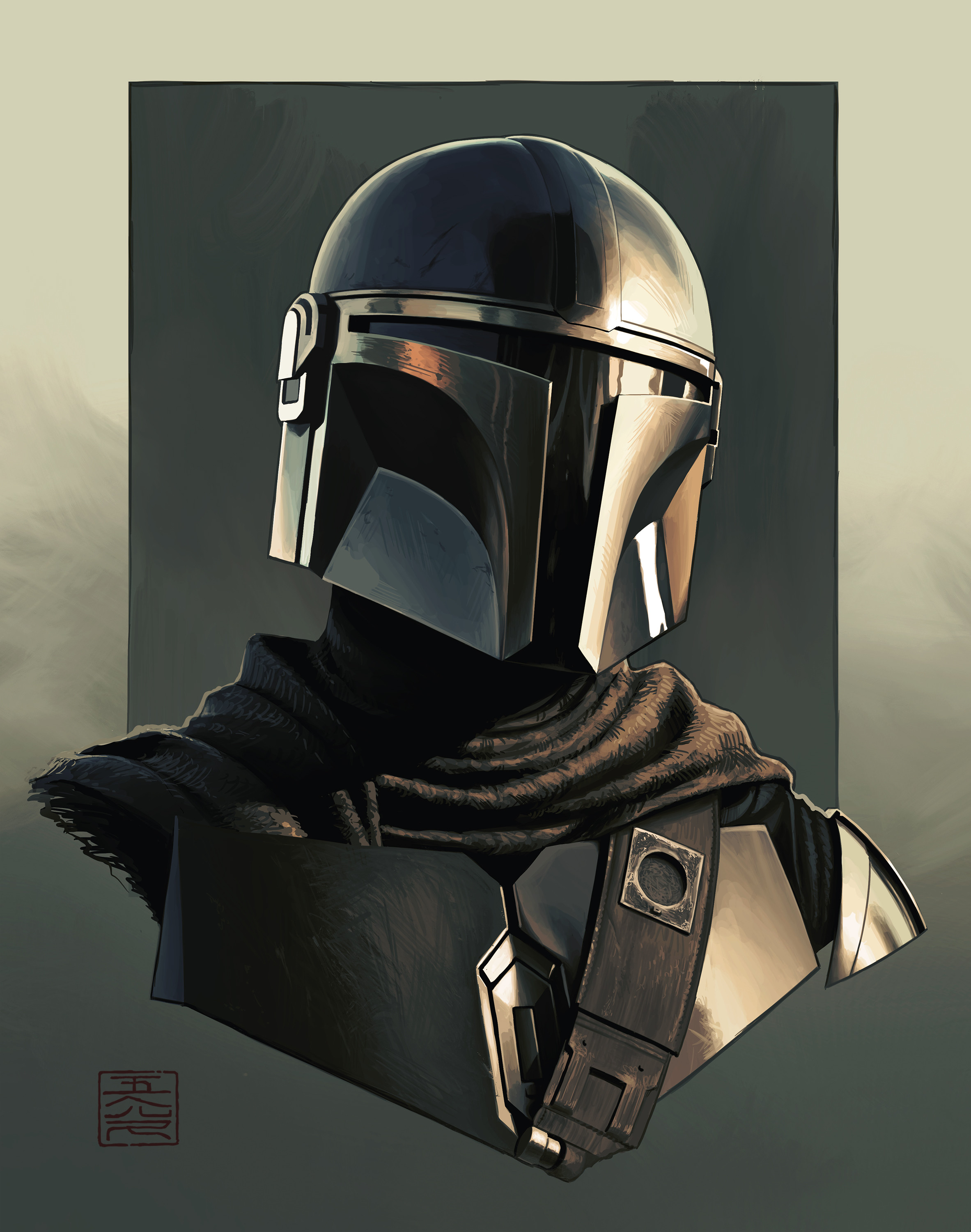 Safebooru - 1boy 5health absurdres armor din djarin grey background ...