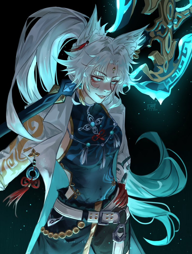 Safebooru - 1girl animal ears axe battle axe belt chinese clothes coat ...