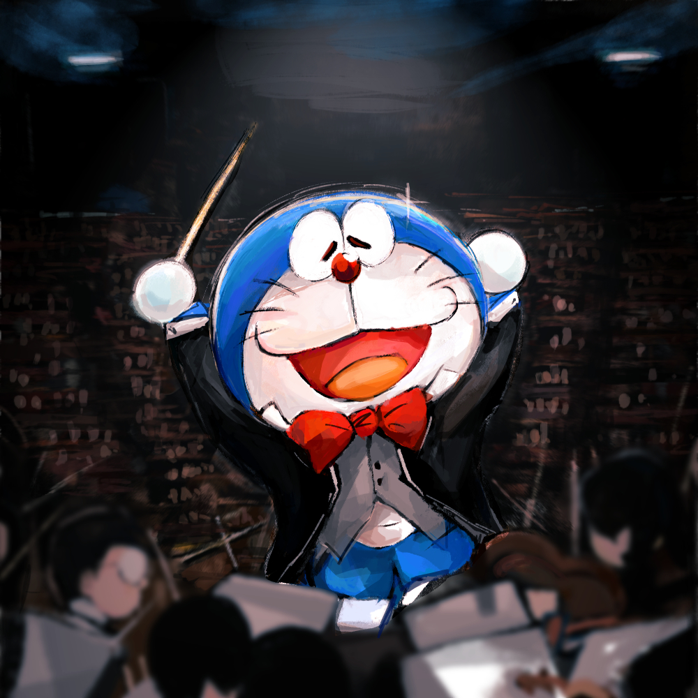Safebooru - black shirt closed eyes conductor conductor baton doraemon ...
