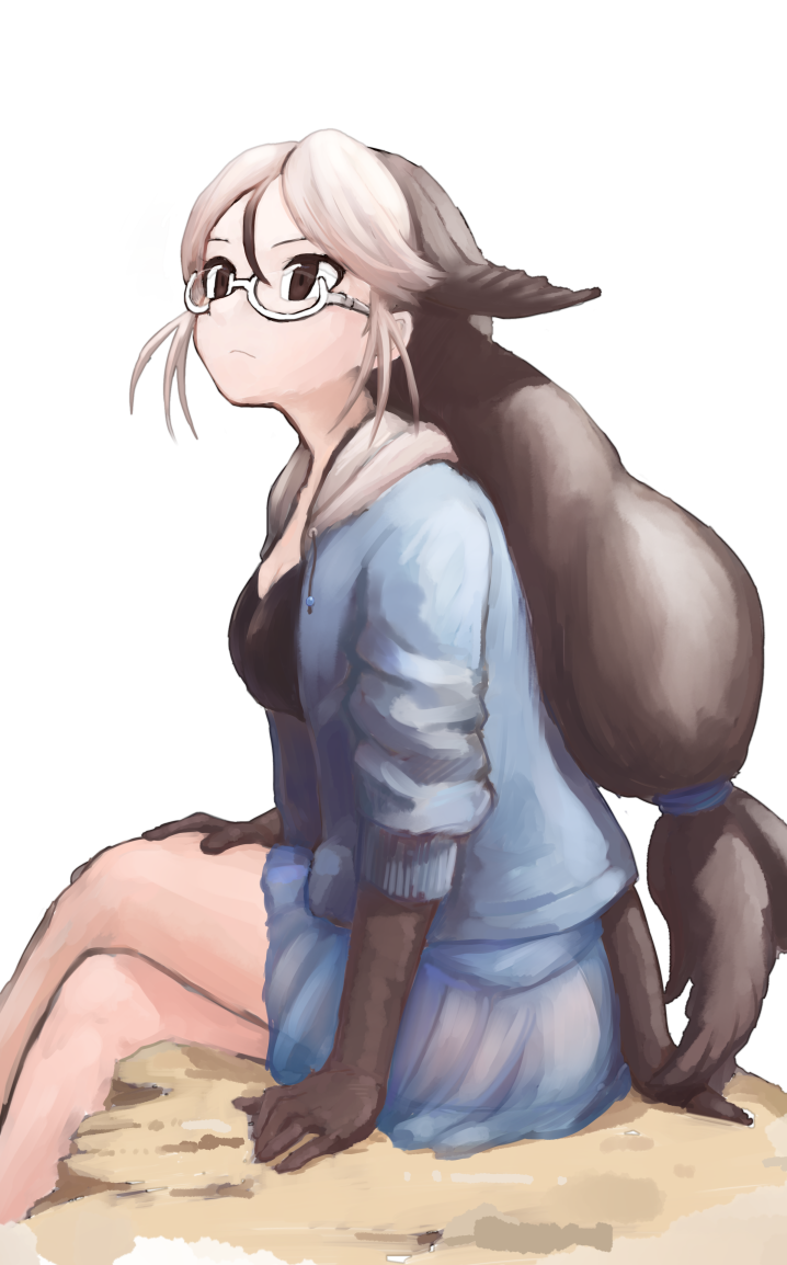 Safebooru - 1girl animal ears bare legs black eyes black gloves black hair blue jacket blue ...