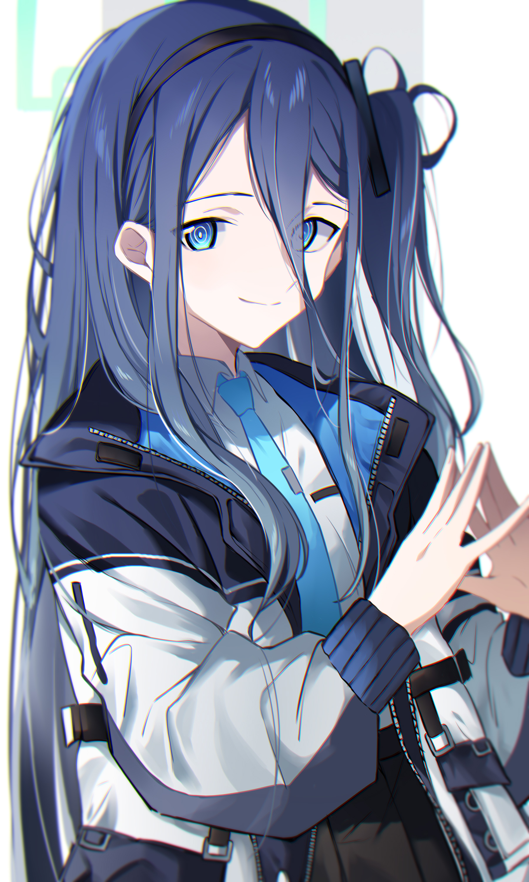 Safebooru - 1girl \||/ absurdres aqua halo aris (blue archive) black hair black hairband black ...