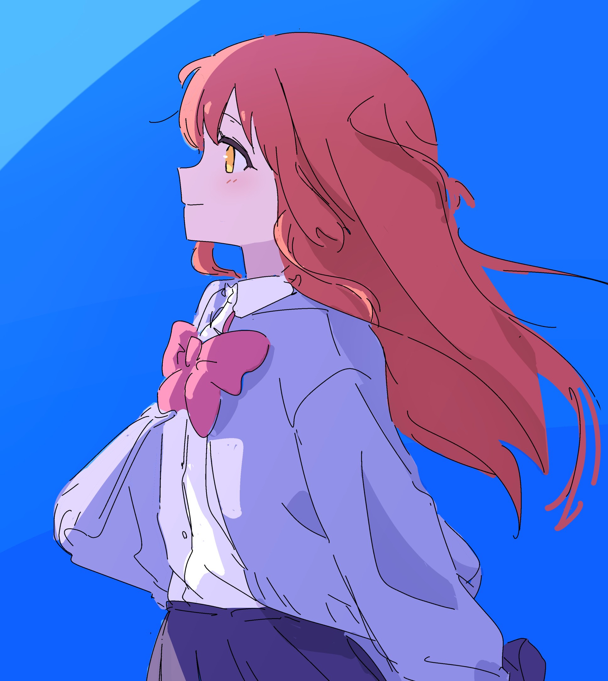 Safebooru - 1girl alternate eye color blue background blush bocchi the ...