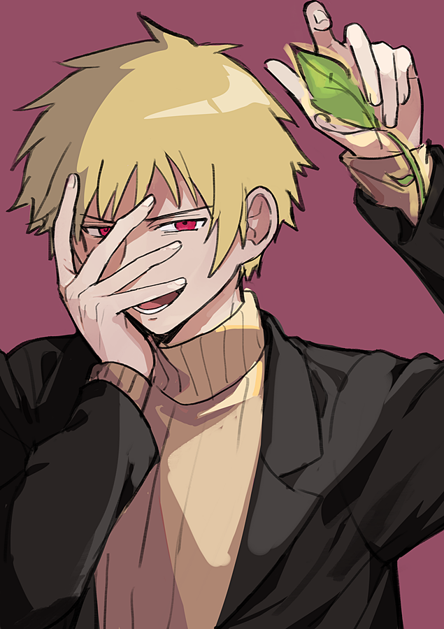 Safebooru - 1boy arm up atou haruki black jacket blonde hair brown sweater commentary request ...