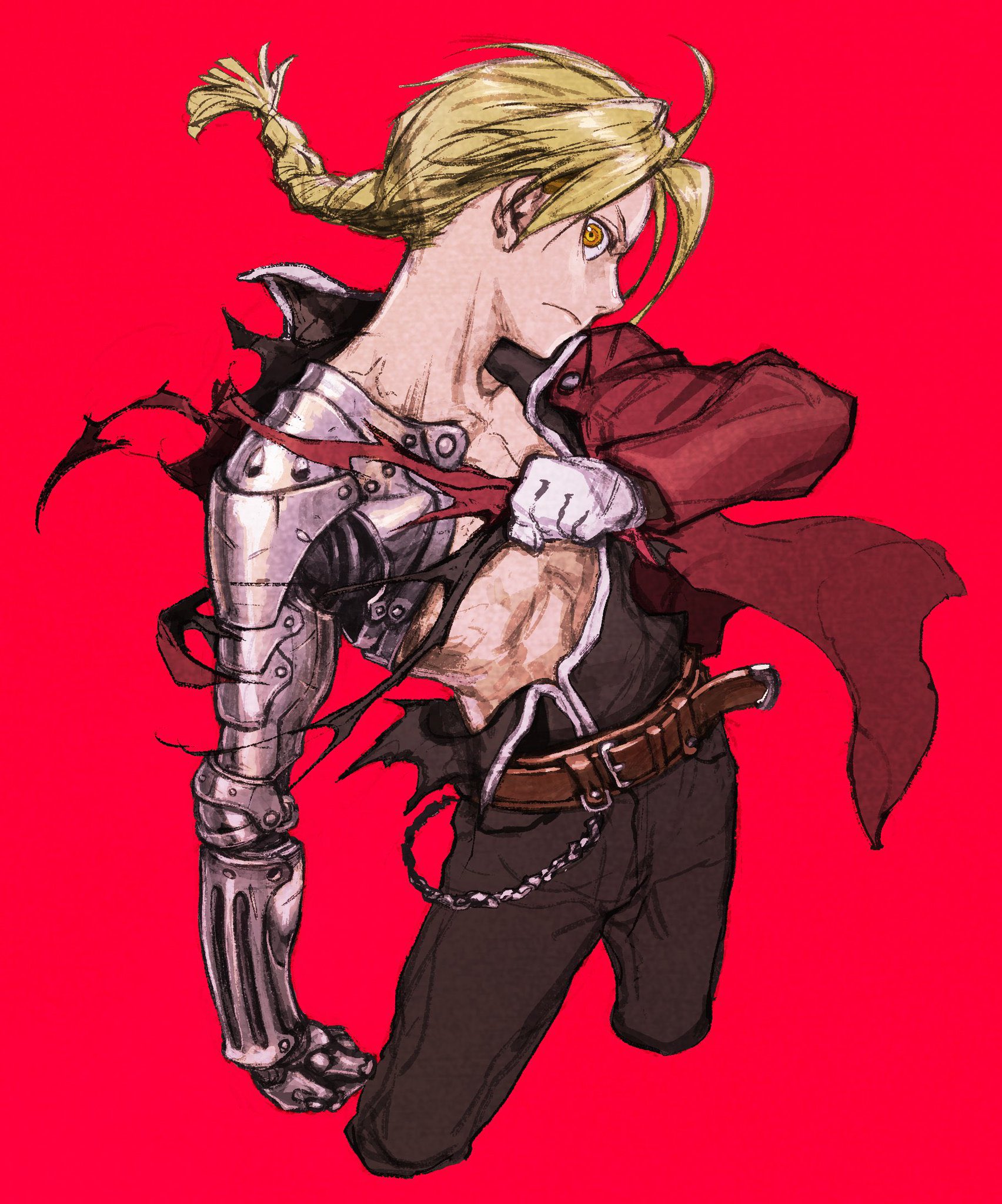 Safebooru - 1boy belt black pants blonde hair closed mouth commentary request cropped legs ...