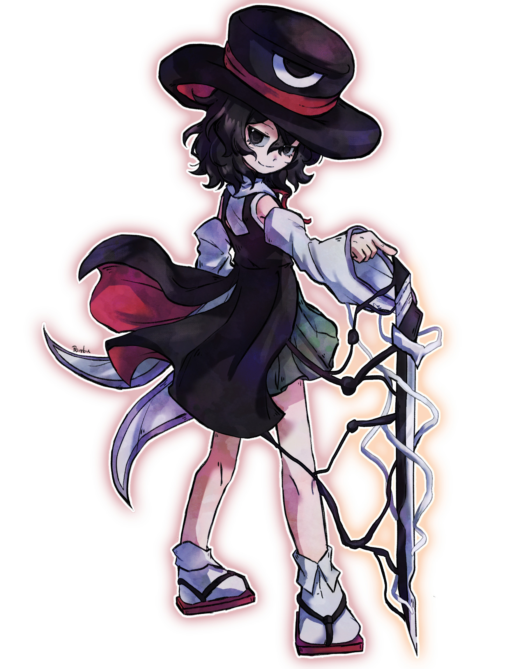 Safebooru - bambuuusia black eyes black hair black hat black vest ...