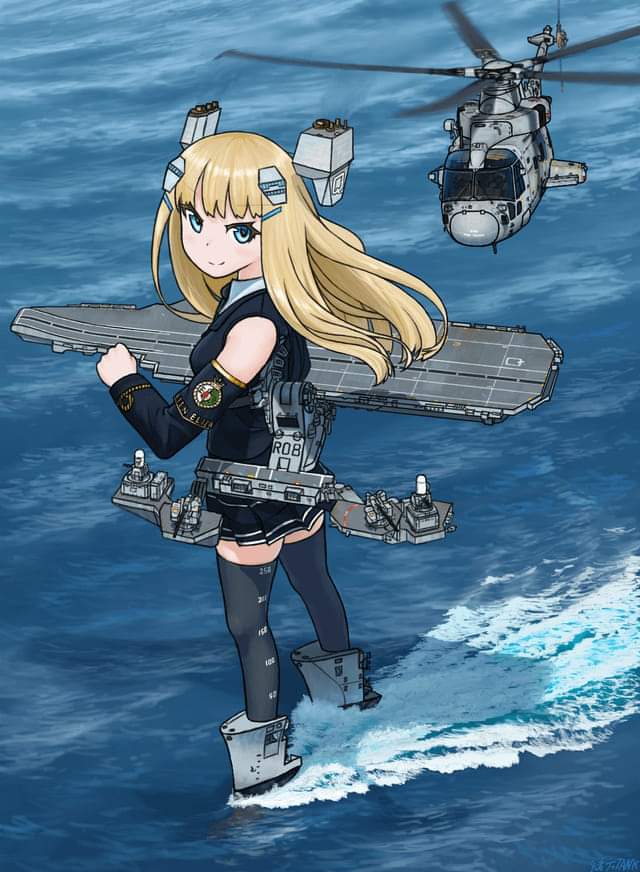 Safebooru - 1girl aircraft carrier helicopter hms queen elizabeth ii ...