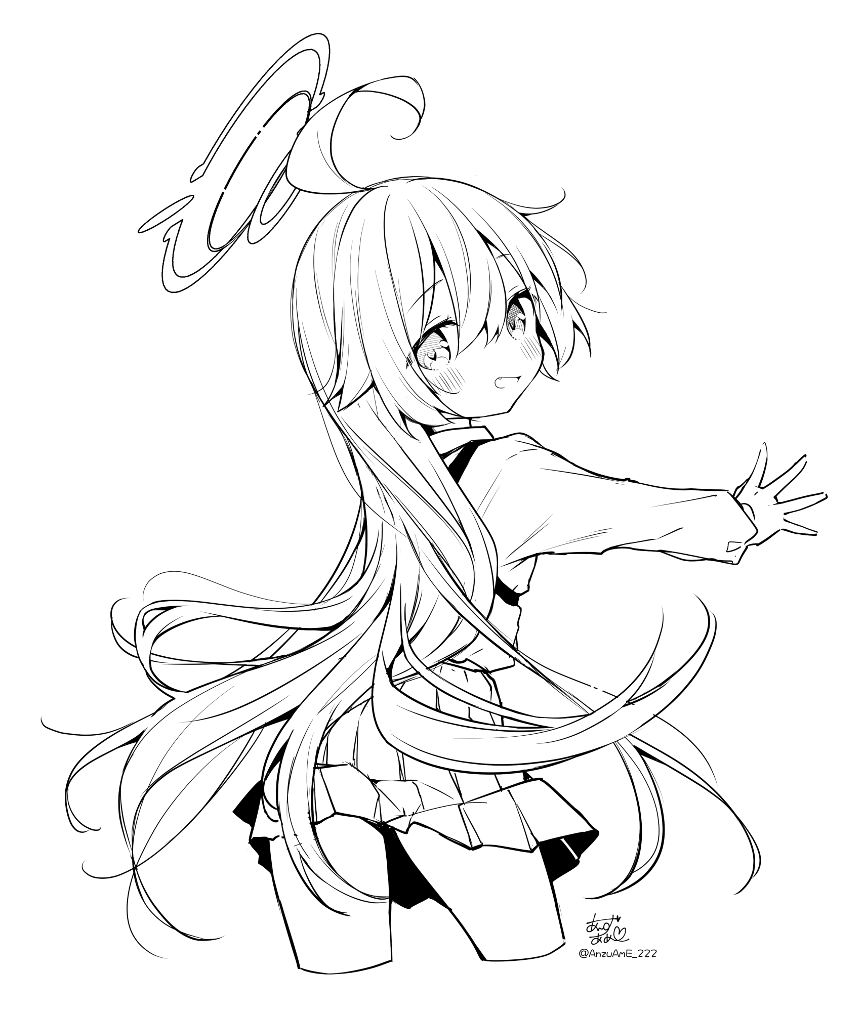 Safebooru - 1girl ahoge anzu ame blue archive blush cowboy shot cropped ...