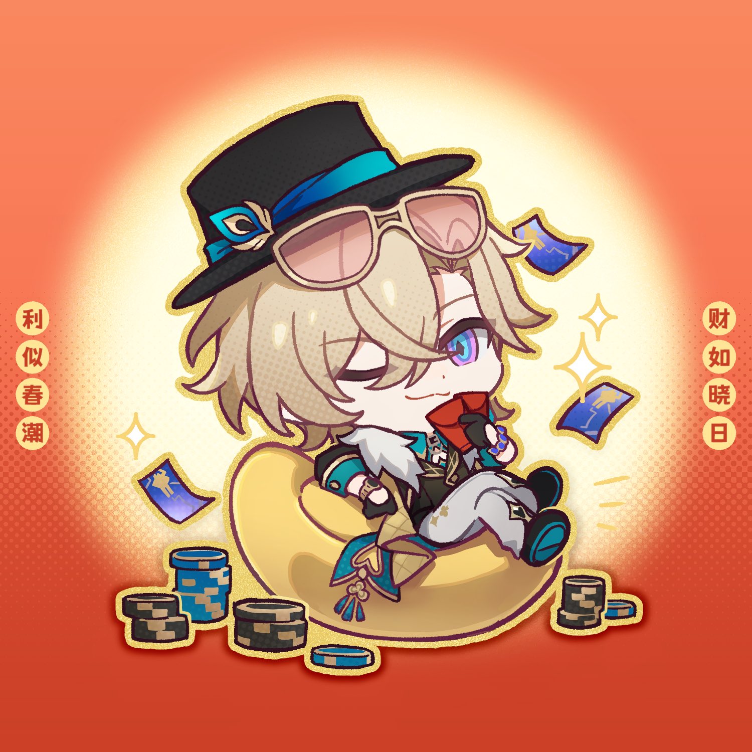 Safebooru - 1boy ;3 aqua shirt aventurine (honkai: star rail) black ...