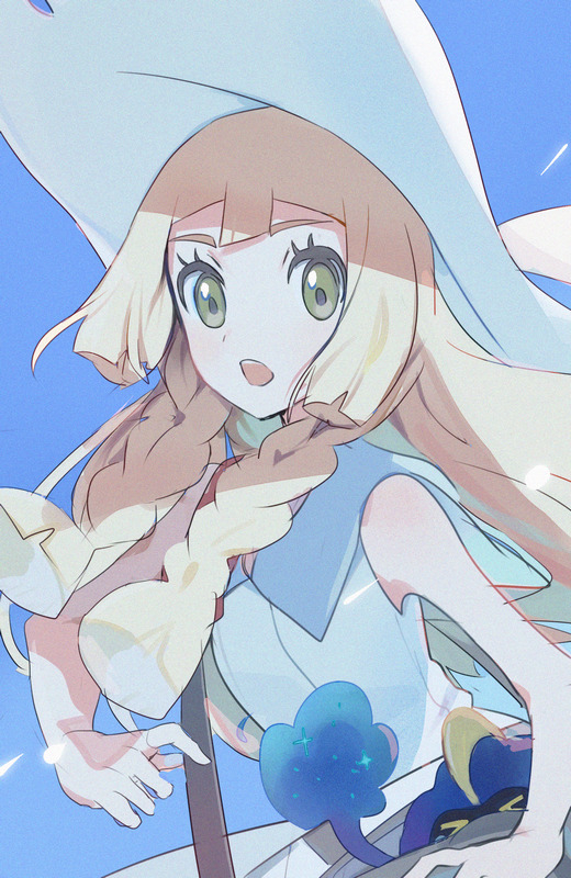 Safebooru - 1girl :o bag blonde hair blue background blunt bangs braid collared dress commentary ...