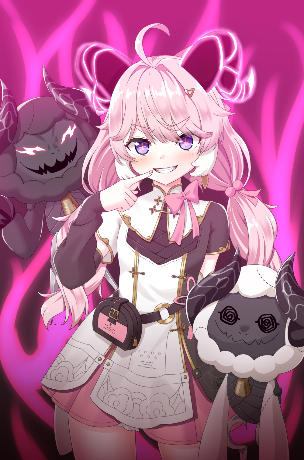 Safebooru - 1girl ahoge arm warmers bag bell black arm warmers black ...