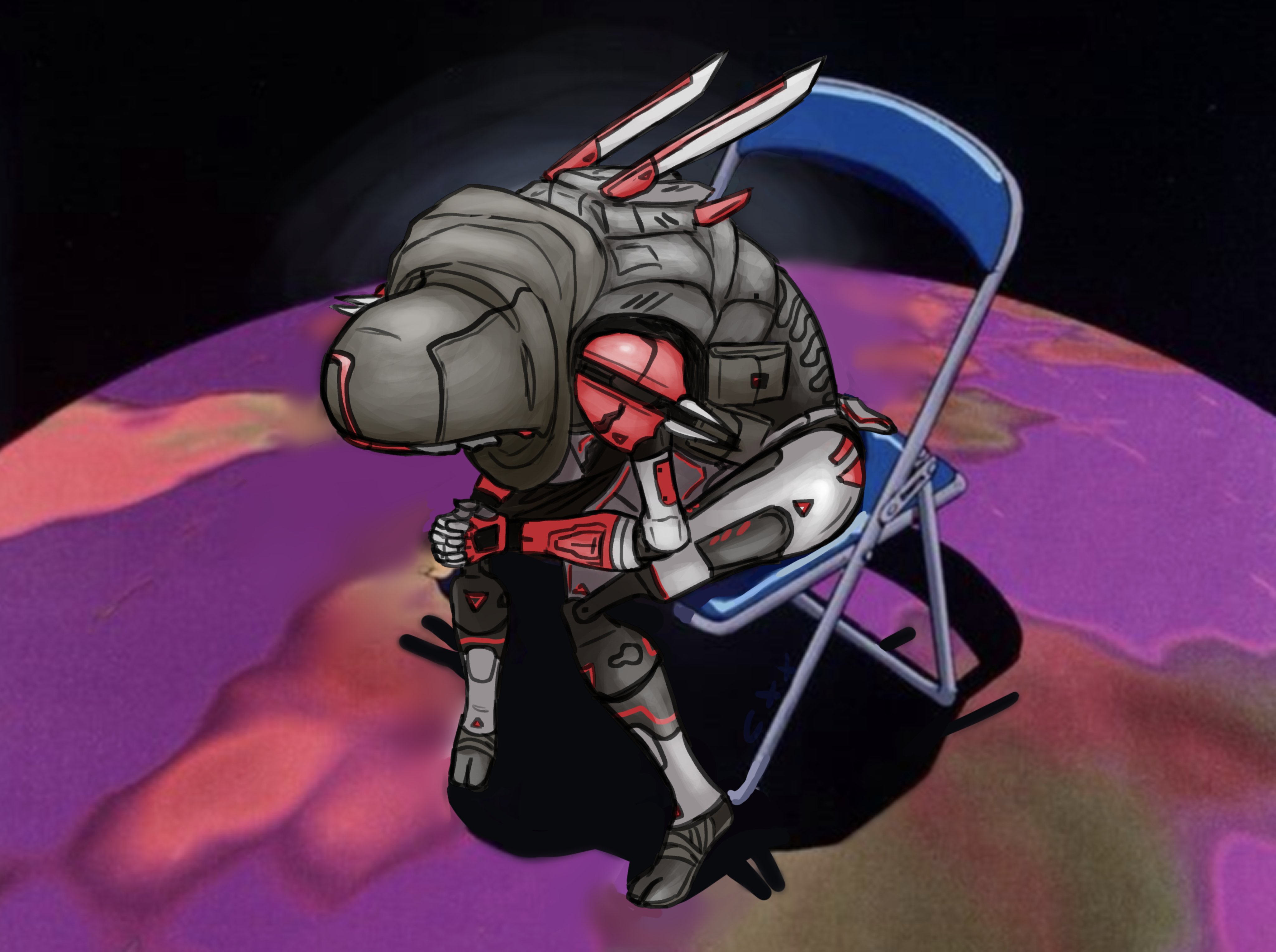 Safebooru - 1boy absurdres apex legends black scarf chair english ...