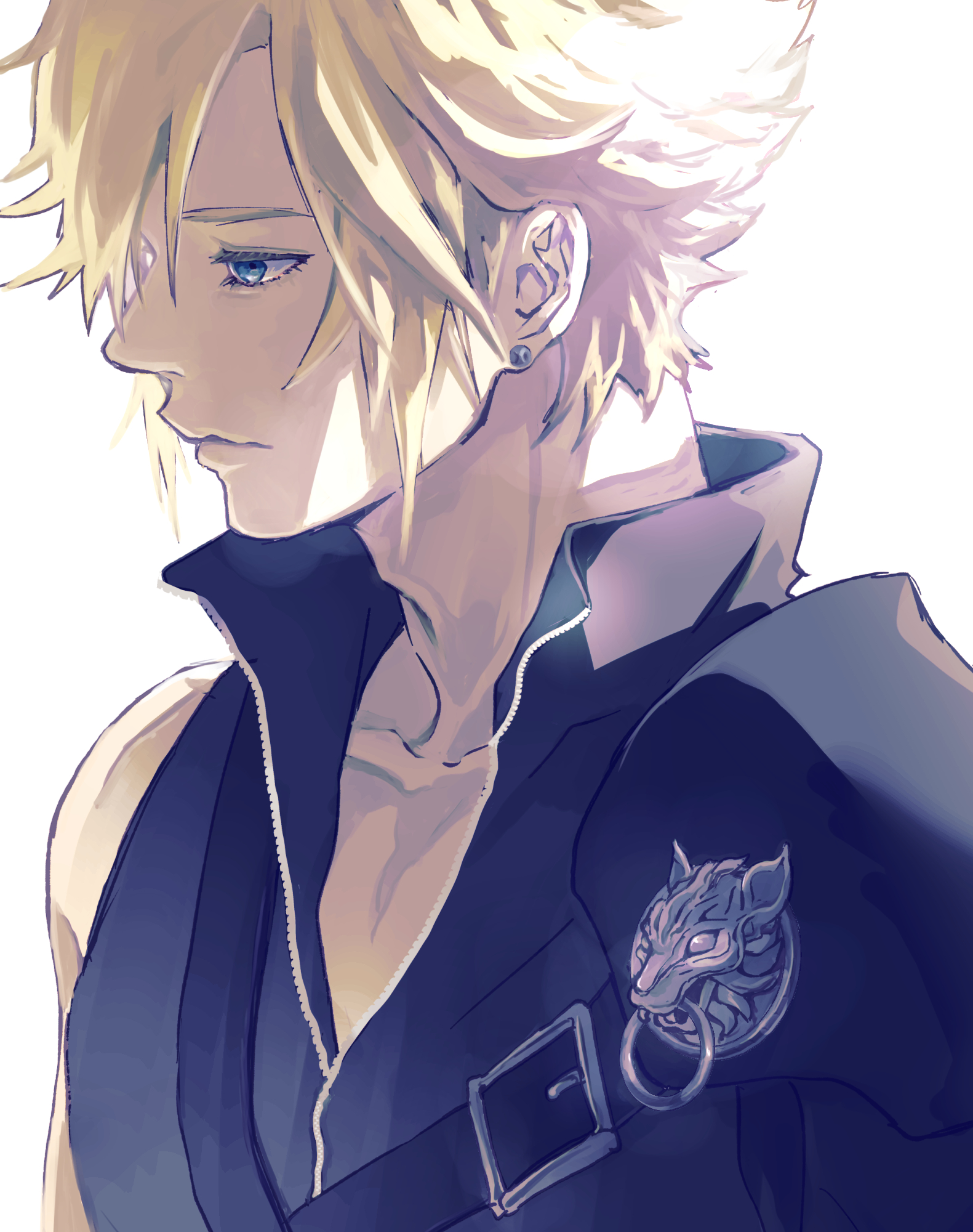 Safebooru - 1boy armor black vest blonde hair blue eyes closed mouth cloud strife demi co ...