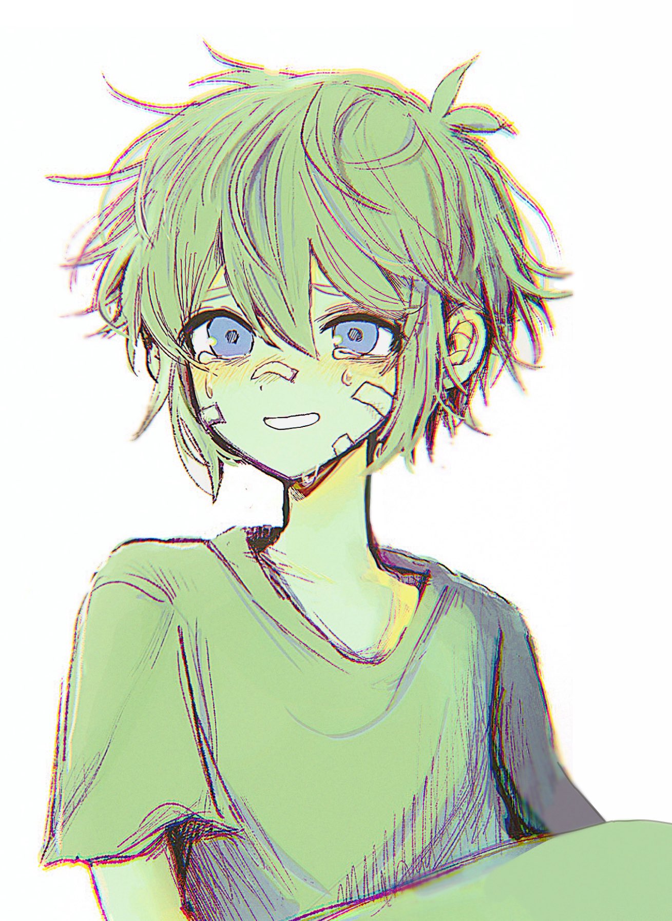 Safebooru - 1boy bandaid bandaid on face bandaid on nose basil (faraway ...