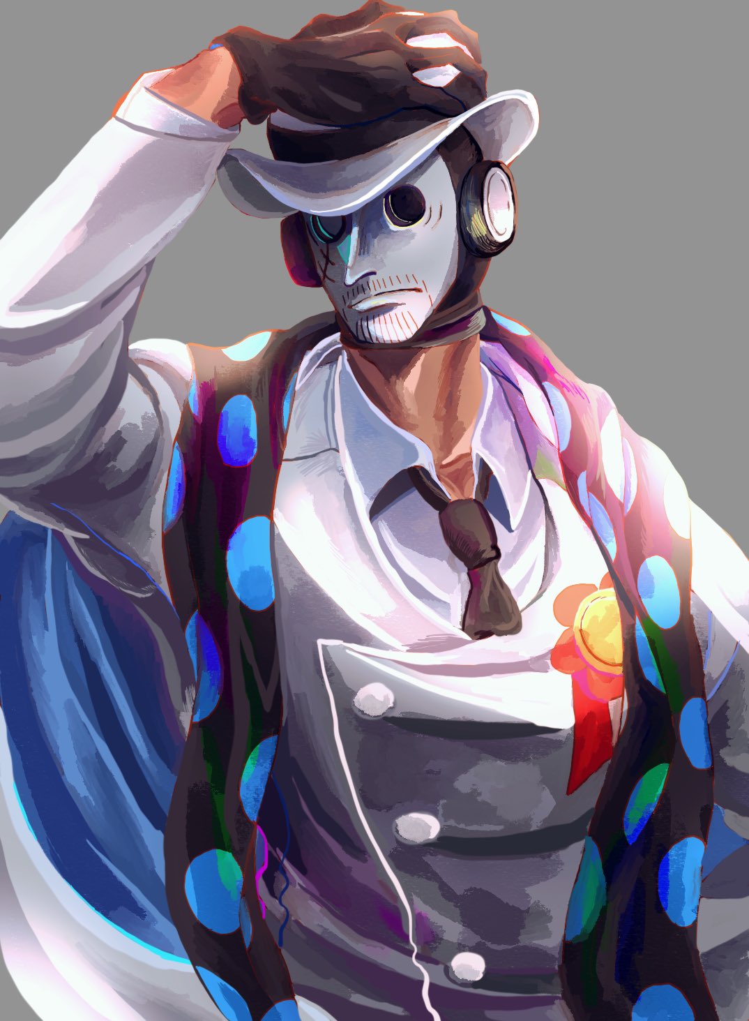 Safebooru - 1boy beard stubble black gloves black necktie commentary request dfpc8855 facial ...