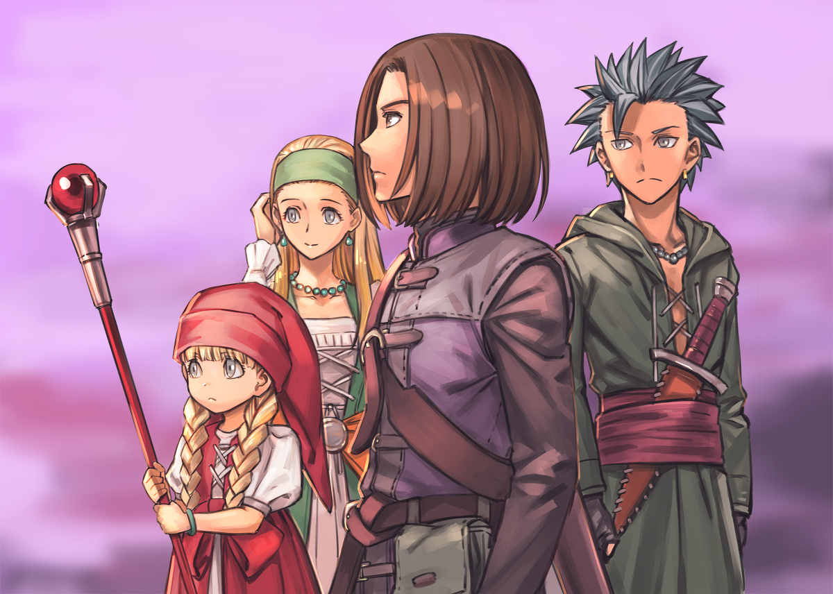 Safebooru - 2boys 2girls blonde hair braid brown hair camus (dq11 ...