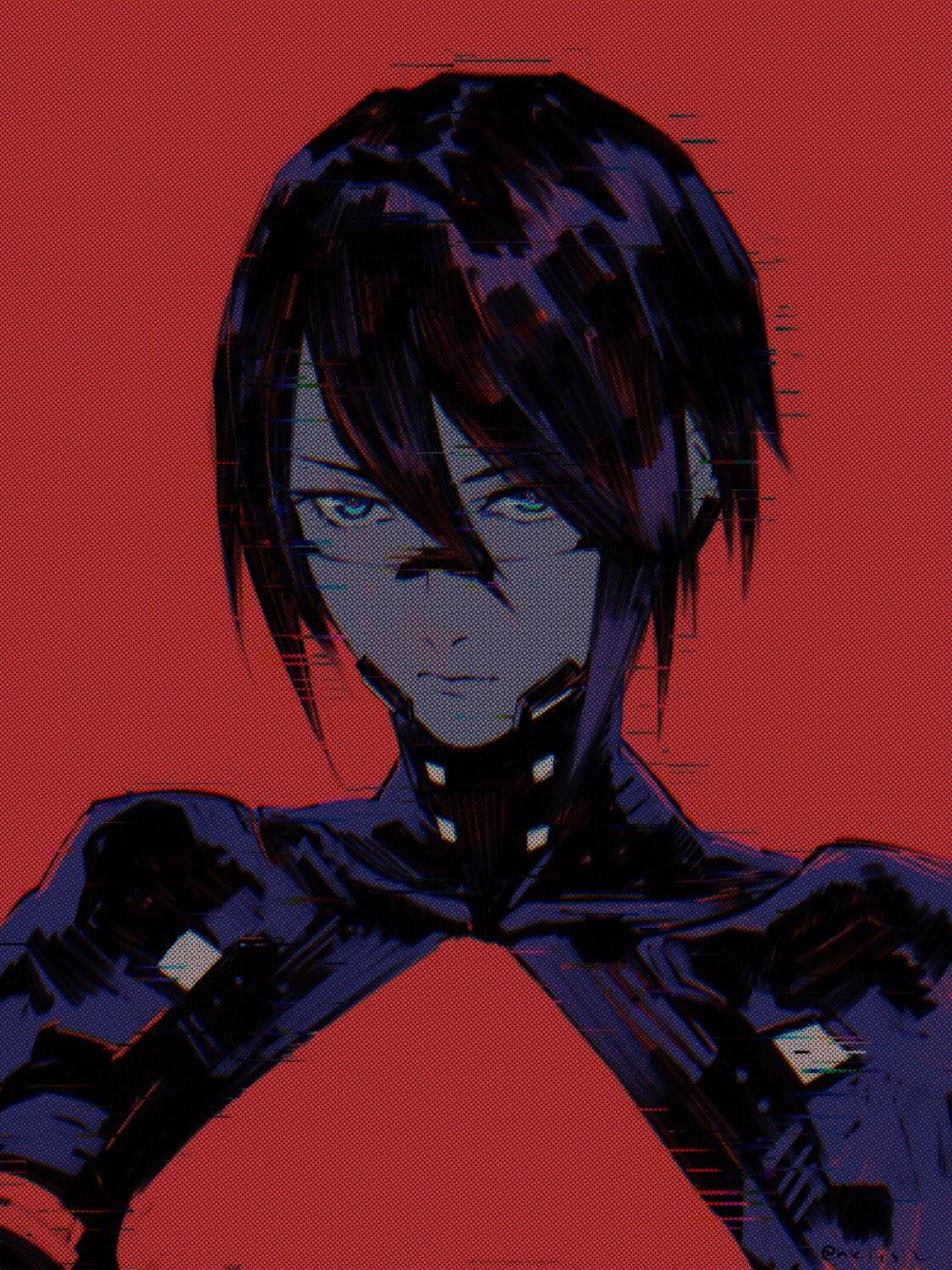 Safebooru - 1girl android black hair blue eyes cyberpunk elster ...