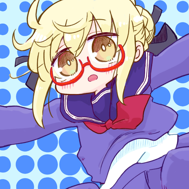 Safebooru - 1girl artoria pendragon (fate) black bow blonde hair blue background blue sailor ...