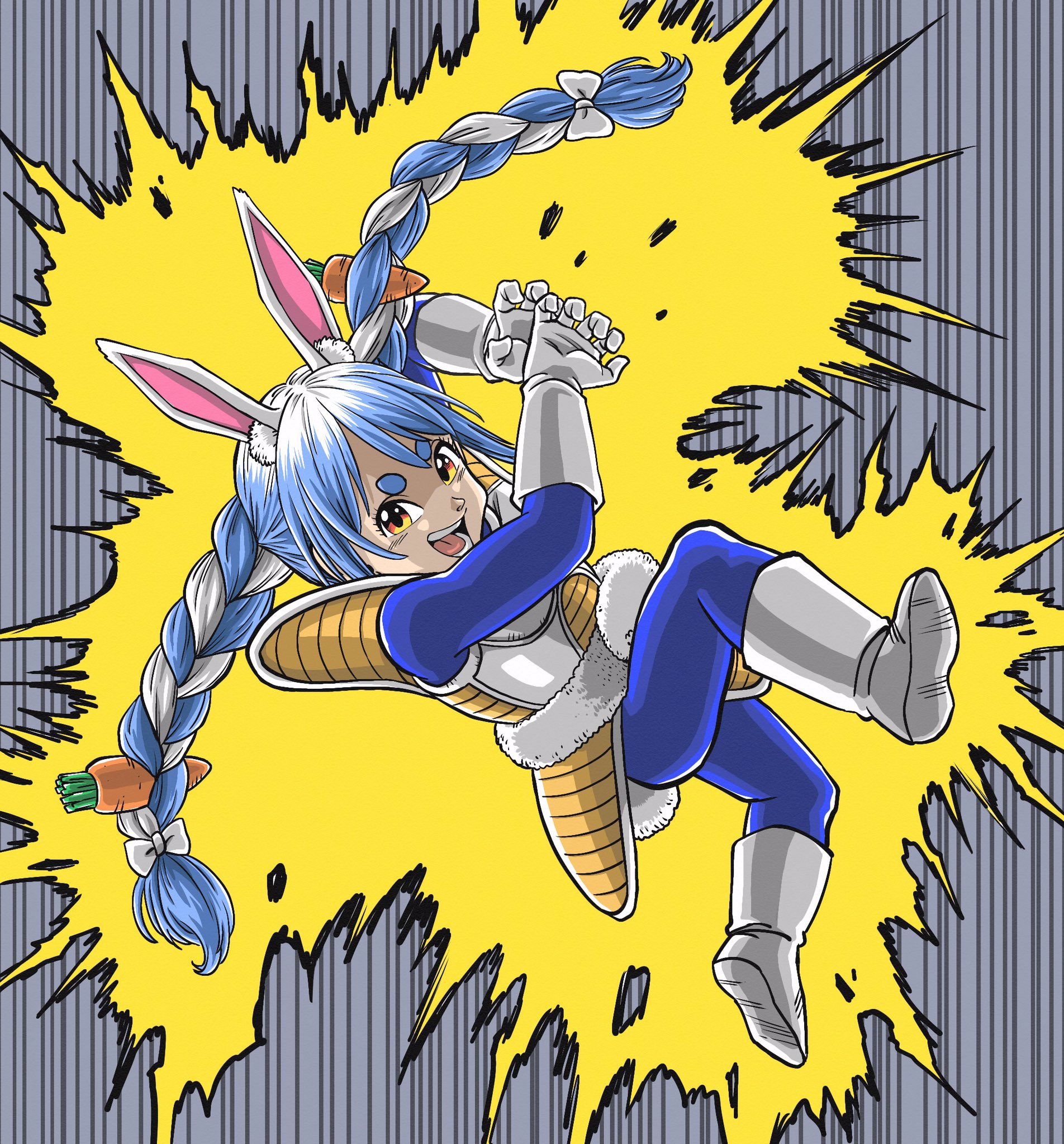 Safebooru - animal ears aura blonde hair blue bodysuit blue hair ...