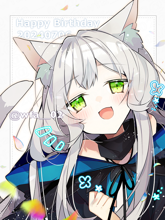 Safebooru - 1girl animal ear fluff animal ears arknights black jacket border cat ears cat girl ...