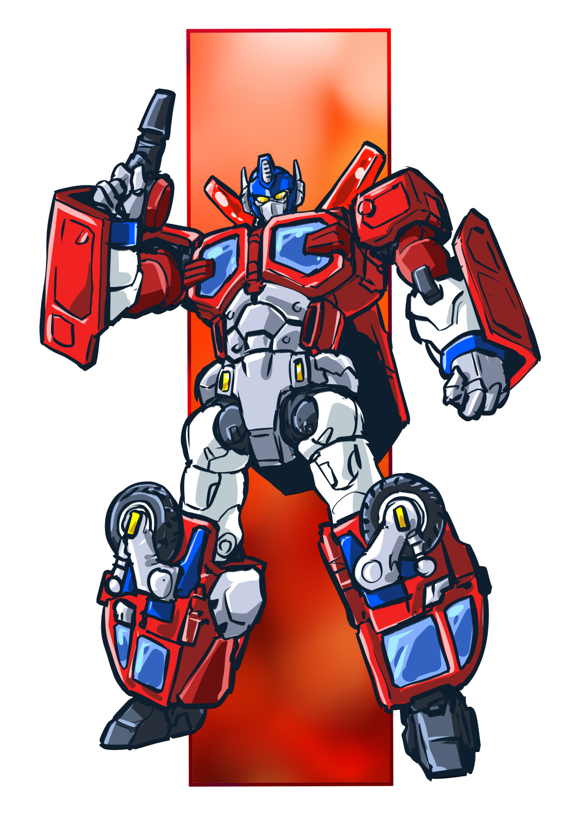 Safebooru - autobot fire convoy gun head tilt highres holding holding ...