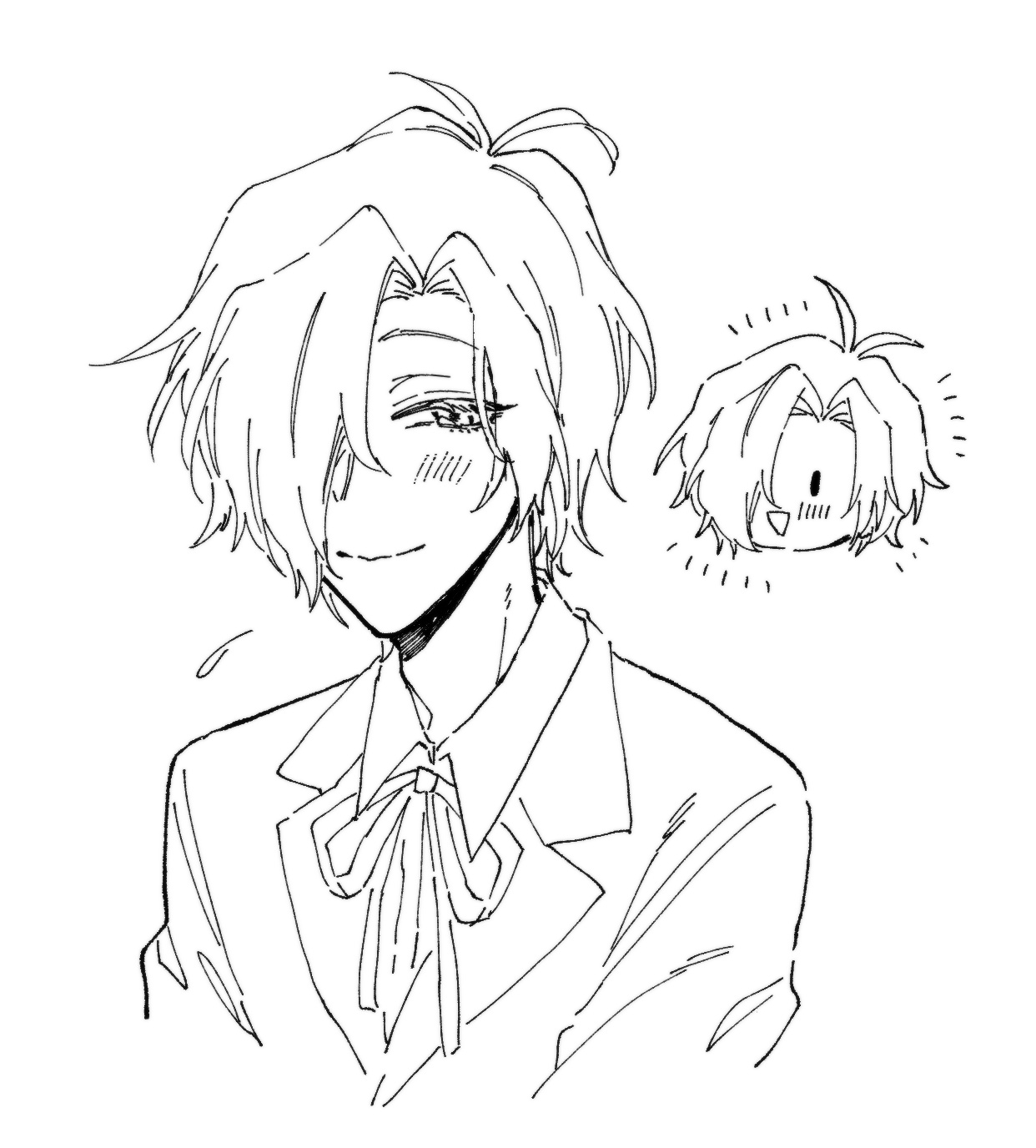 Safebooru - 1boy ahoge blazer blush chibi closed mouth collared shirt ...