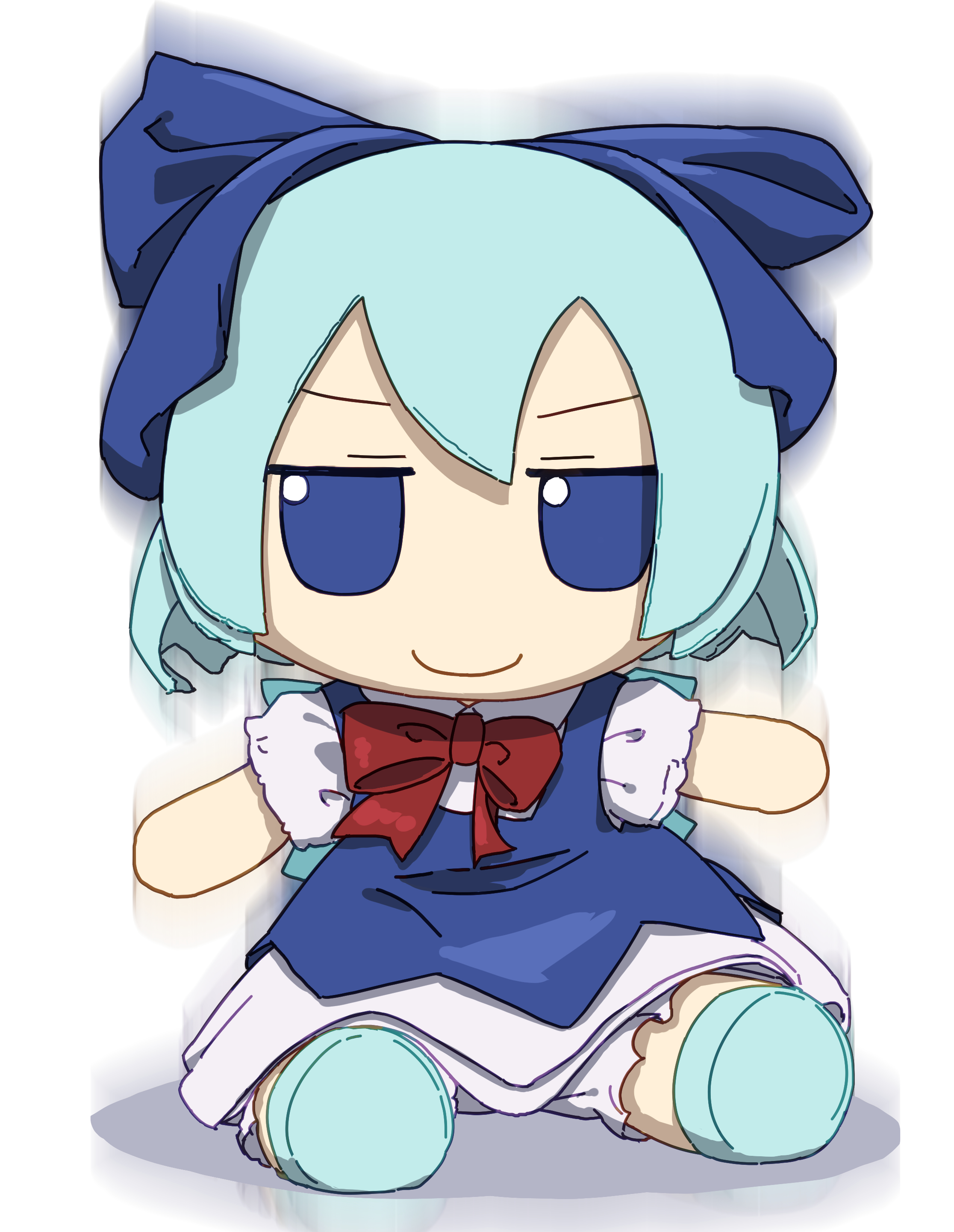 Safebooru - 1girl absurdres bloomers blue dress blue eyes blue footwear blue hair cirno closed ...