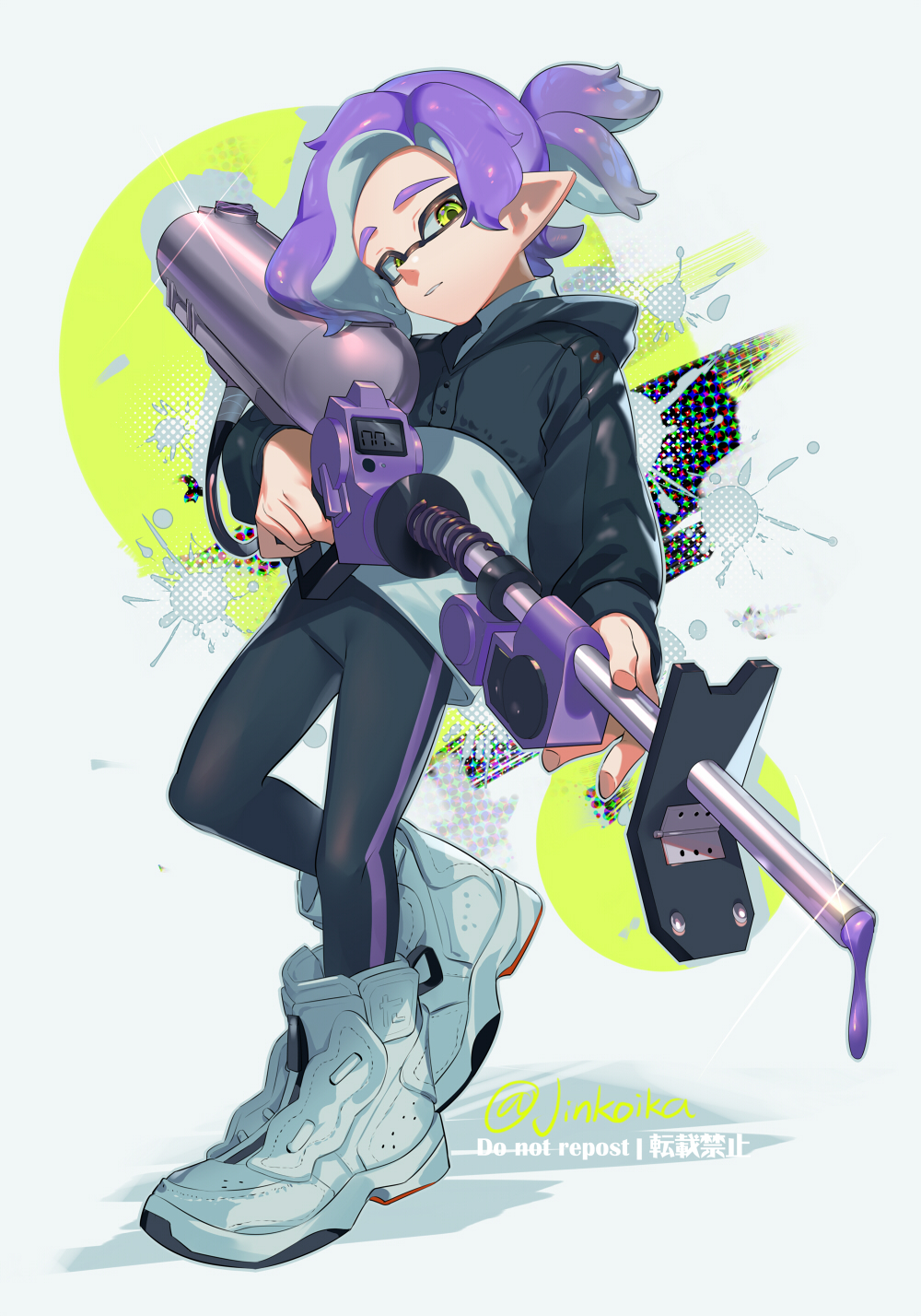 Safebooru - 1boy black jacket black leggings e-liter 4k (splatoon) full ...