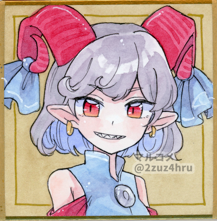 Safebooru - 1girl 2zuz4hru bare shoulders blue dress blue eyes breasts commentary request curly ...