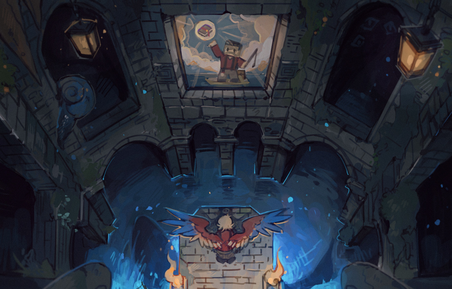 Safebooru - 1boy bird boy bird wings book commentary english commentary ...