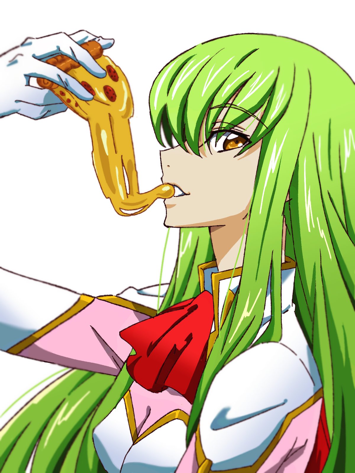 Safebooru - 1girl ascot breasts c.c. cheese trail code geass eating ...